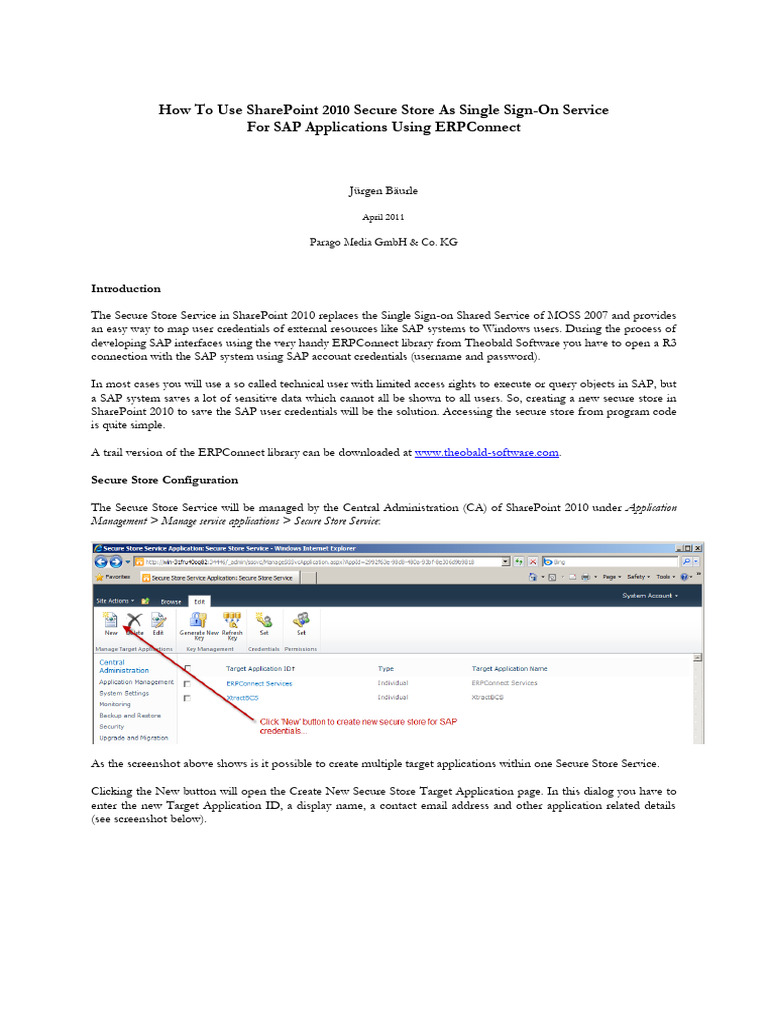 SharePoint SSO for SAP with ERPConnect | PDF | User (Computing) | Share ...