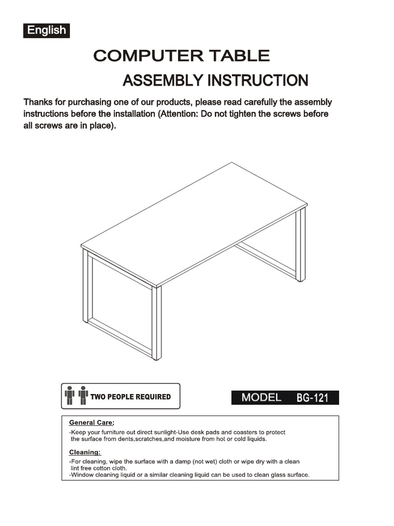 CT-3503 Desk Assembly Instructions | PDF