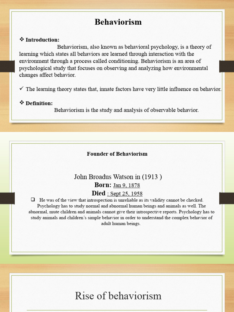Behaviorism: Behaviorism Is The Study and Analysis of Observable ...