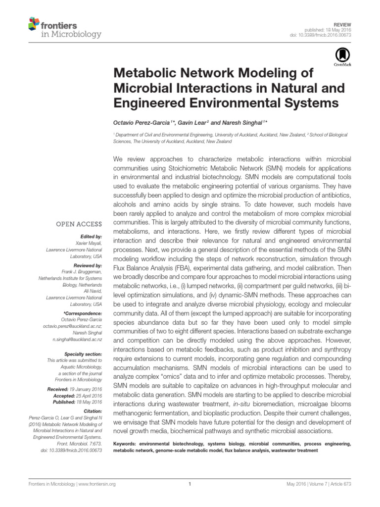Metabolic Network Modeling of Microbial Interactions in Natural and ...