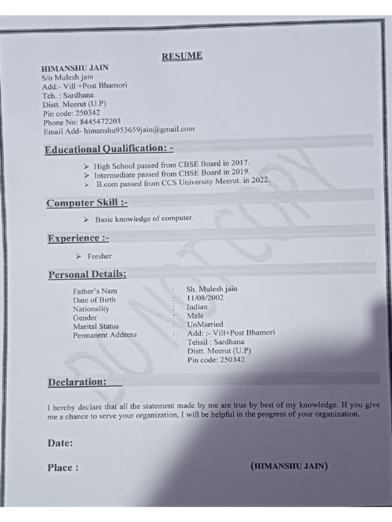 Himanshu Jain Resume | PDF