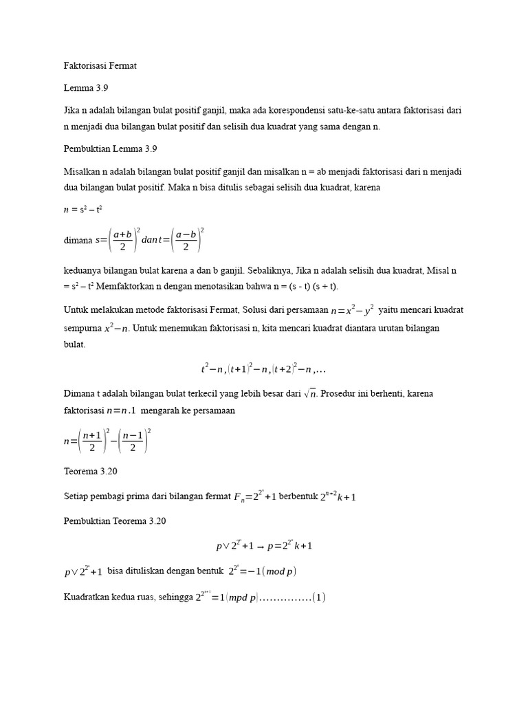 Faktorisasi Fermat | PDF