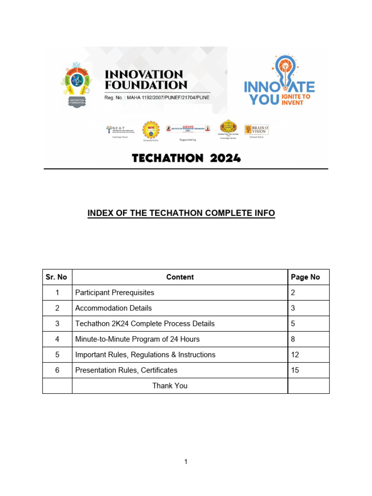 Techathon Details and Rulebook | PDF | Meal | Creativity