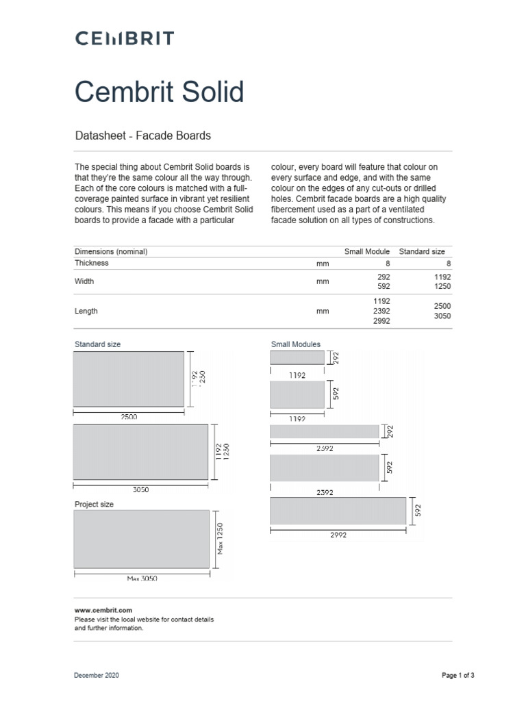 Cembrit Solid Facade Board Datasheet | PDF | Industrial Processes