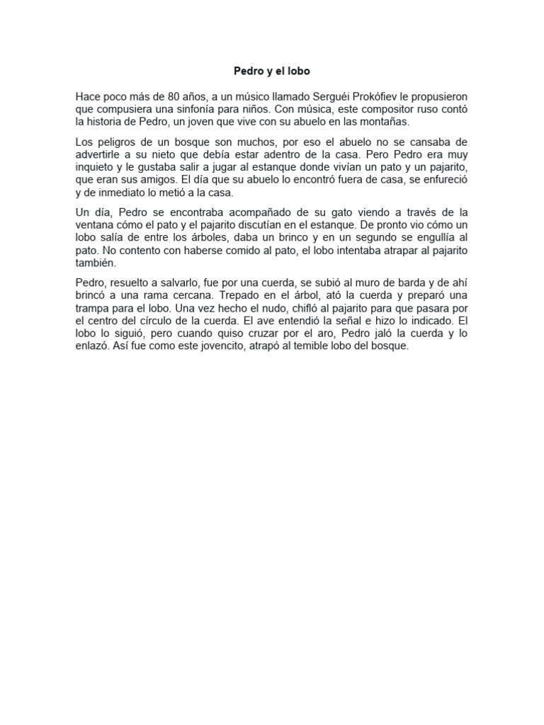 Pedro y El Lobo | PDF | Estudios de idiomas extranjeros