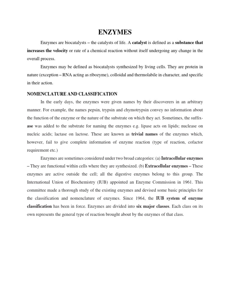 ENZYMES | PDF | Enzyme | Cofactor (Biochemistry)