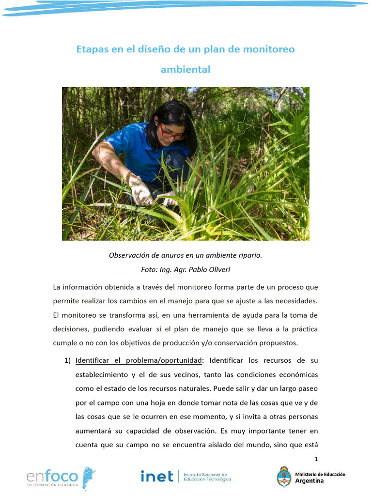 Etapas en El Diseño de Un Plan de Monitoreo Ambiental | PDF | Entorno natural | Diseño