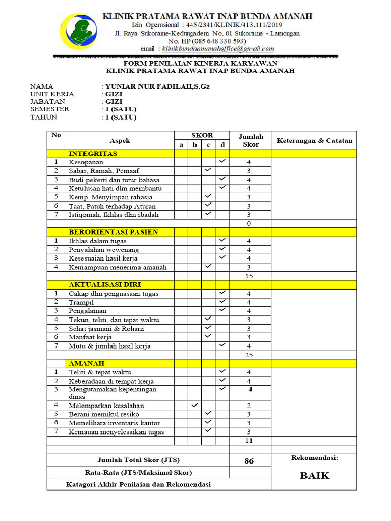 Form Penilaian Kinerja Karyawan | PDF | Karier & Perkembangan