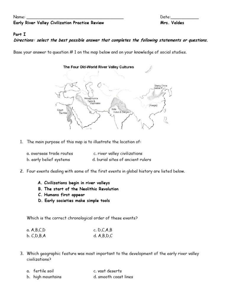 Early River Valley Civilizations Quiz | PDF