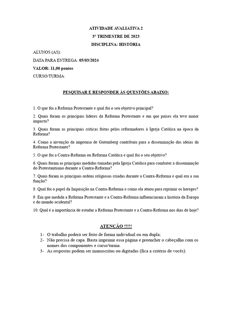 Atividade Avaliativa 2 | PDF Atividade Avaliativa 2 | PDF