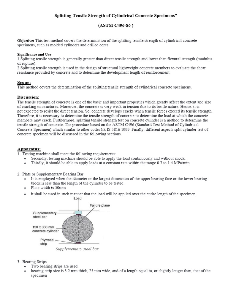 Splitting Tensile Strength Test of Concrete | PDF | Strength Of ...