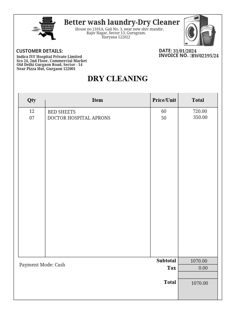 Dry Cleaning Receipt | PDF