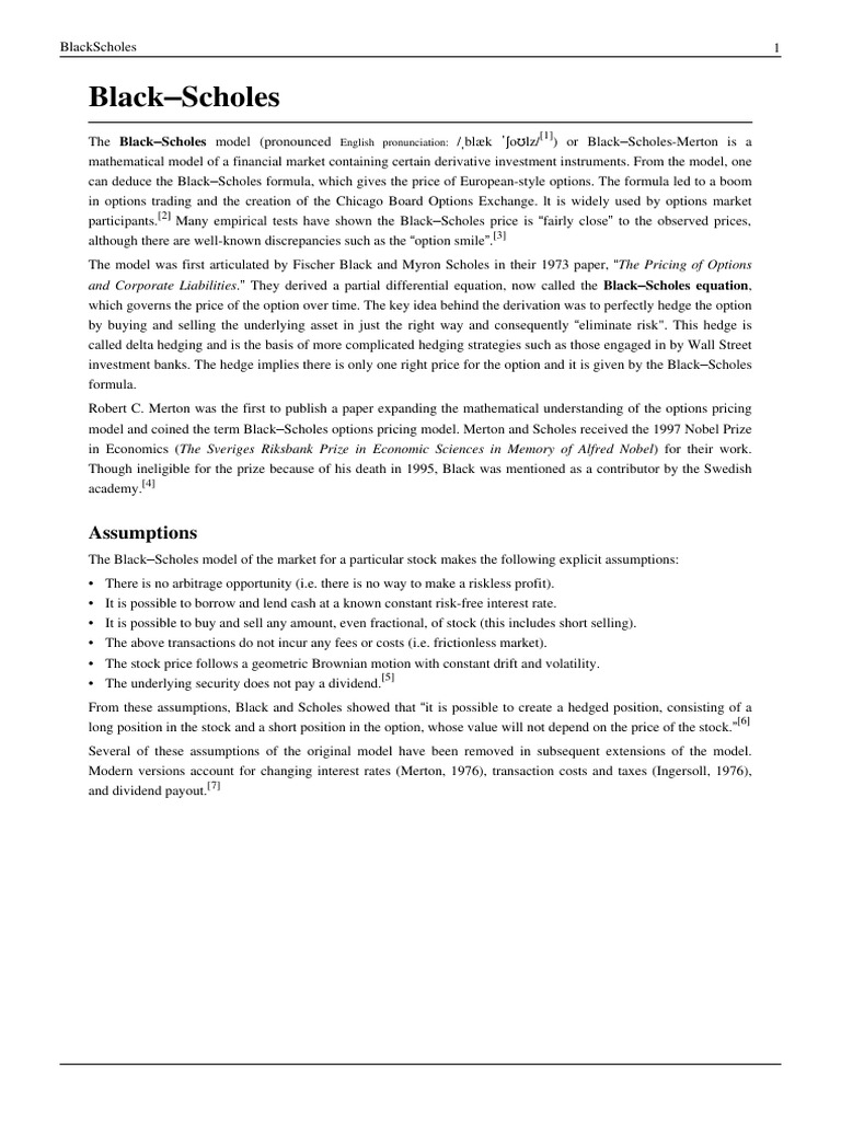 Black Scholes | PDF | Black–Scholes Model | Greeks (Finance)