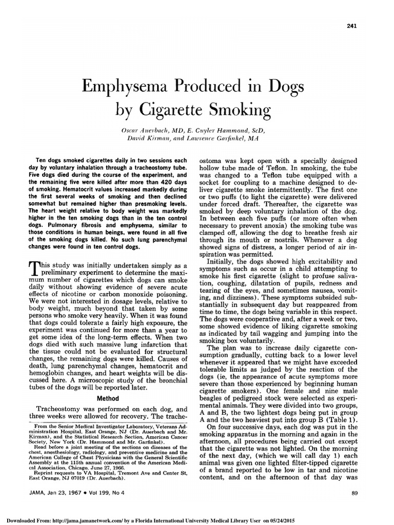Emphysema Produced in Dogs by Cigarette Smoking | PDF
