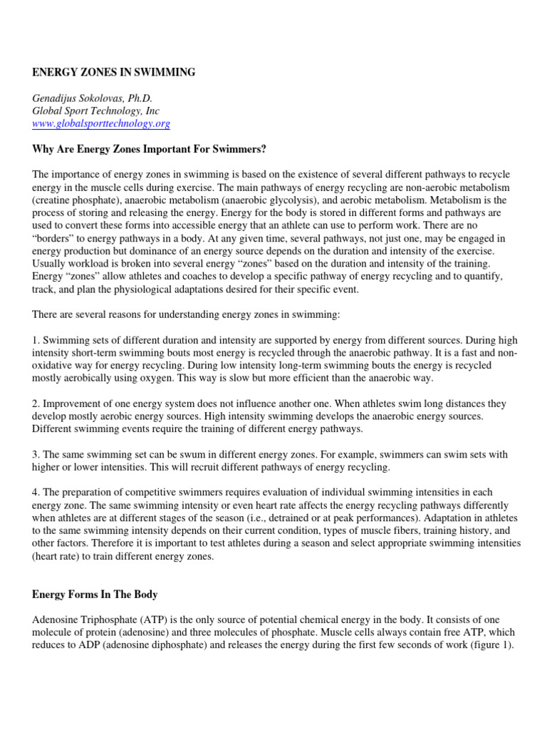 Energy Zones for Swimmers Explained | PDF | Adenosine Triphosphate ...