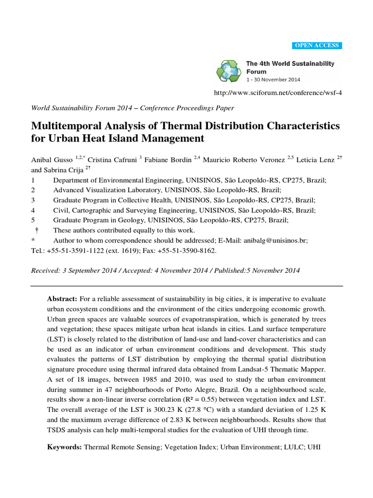 Multitemporal Analysis Of Thermal Distri Pdf Atmosphere Of Earth Natural Environment