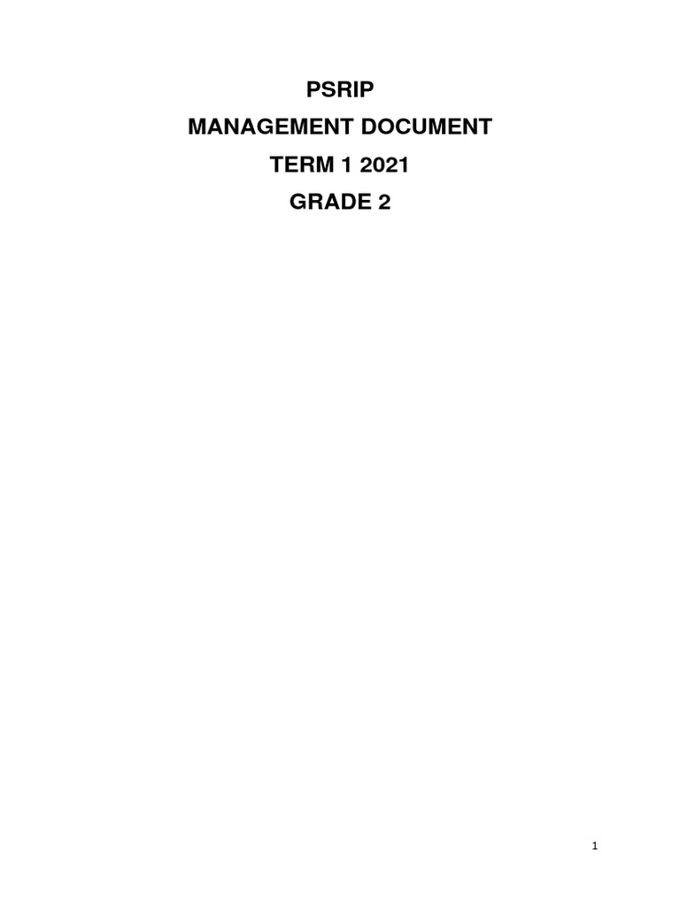 PSRIP Grade 2 Management Document 2021 | PDF | Reading Comprehension ...