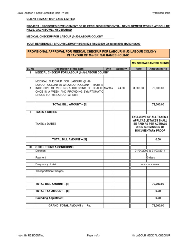H1-Medical Checkup & Shifting of Barrication-Provisional Approval ...