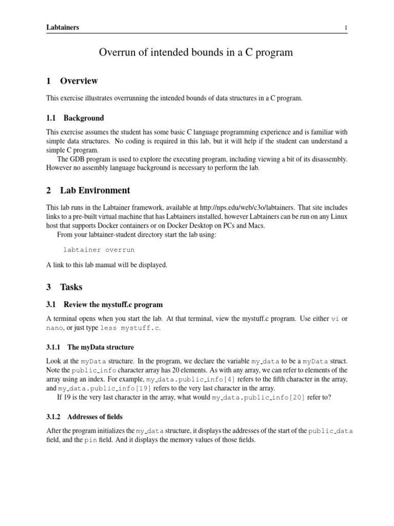 Overrun | PDF | Pointer (Computer Programming) | C (Programming Language)