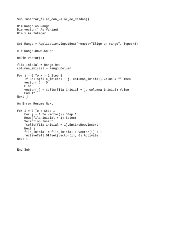 Macro Insertar Filas | PDF | Teaching Methods & Materials