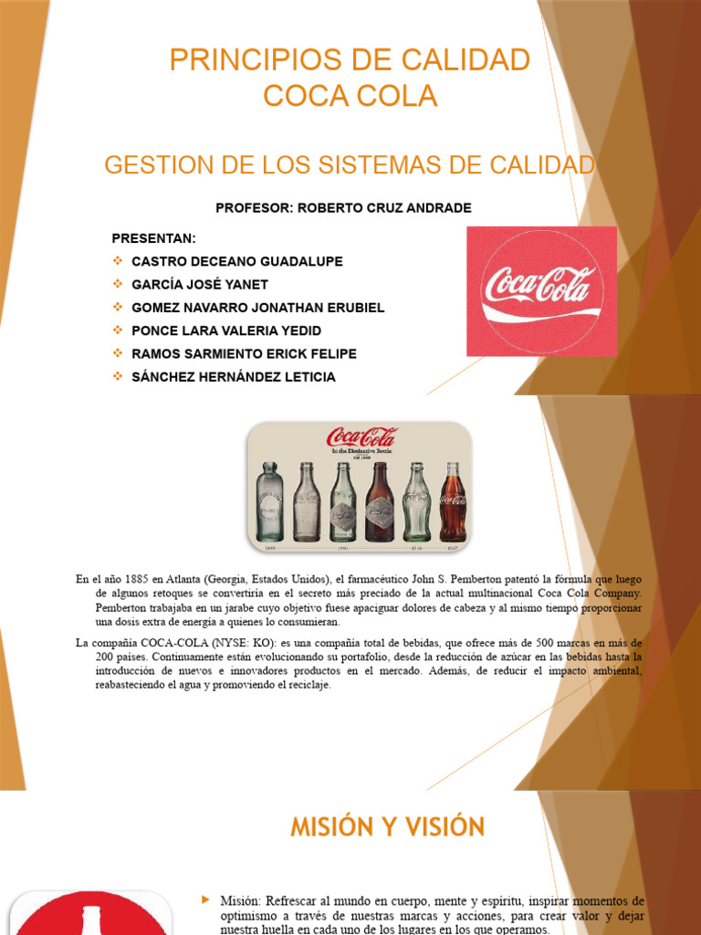Principios de Calidad en Coca-Cola | PDF | Coca Cola | Calidad (comercial)