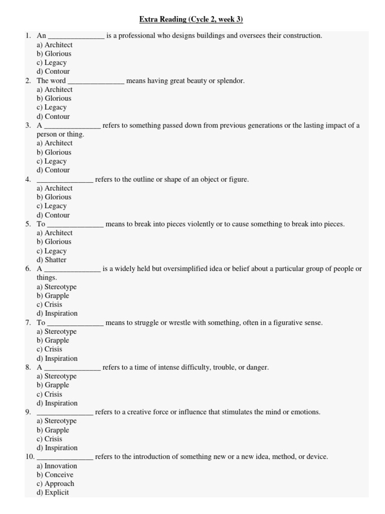 Cycle 2 Extra Reading Questions | PDF | Interdisciplinarity | Psychology