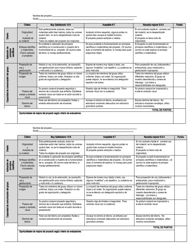 Rubrica para Feria de Ciencias 2 | PDF | Matemáticas | Science