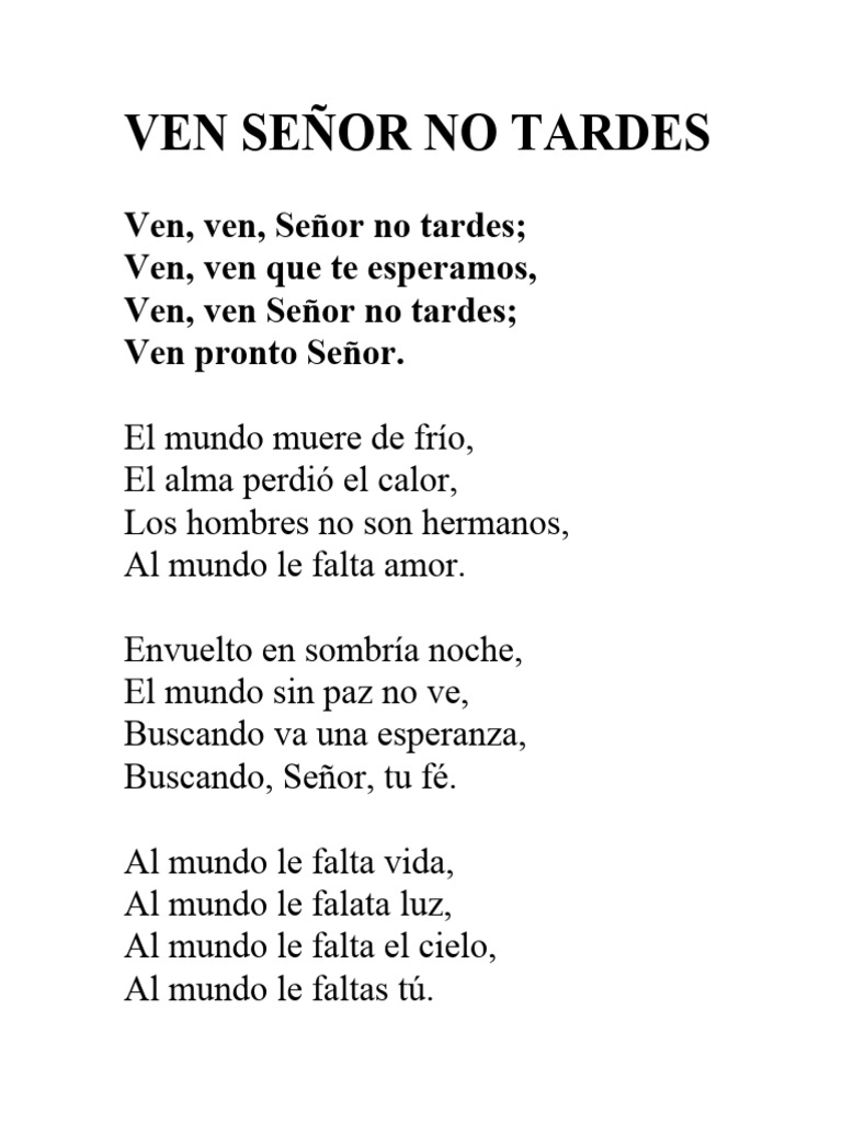 Ven Señor No Tardes | PDF