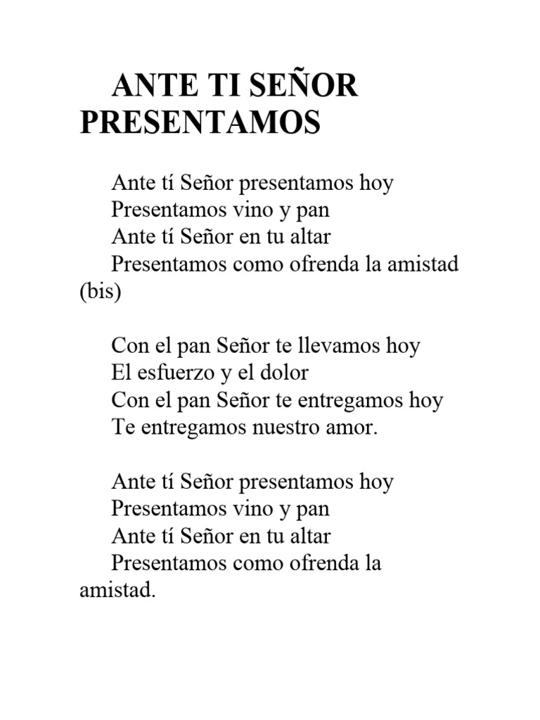 Ante Ti Señor Presentamos | PDF