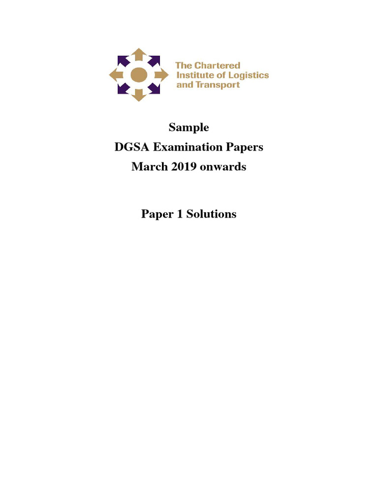 2 DGSA Sample Paper 1 Solutions 2019 | PDF | Dangerous Goods