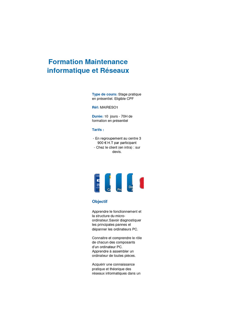 Formation Pratique en Maintenance Informatique | PDF | PC compatibles ...