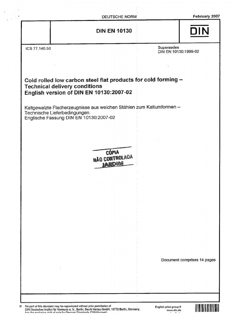Din en 10130 - 02-2007 | PDF