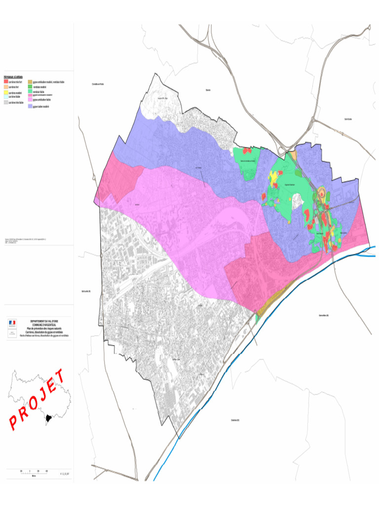 Val D'oise-Carte D'aléas Carrières, Dissolution Du Gypse Et Remblais | PDF