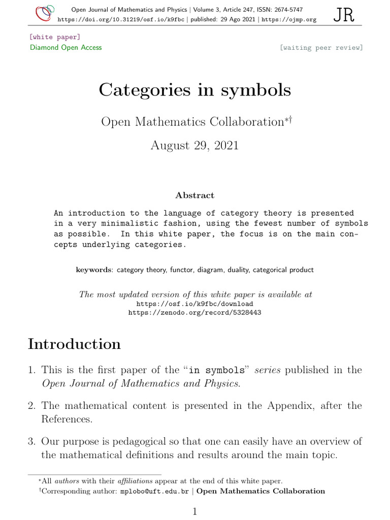 Categories Symbols | PDF | Mathematical Structures | Mathematical Objects