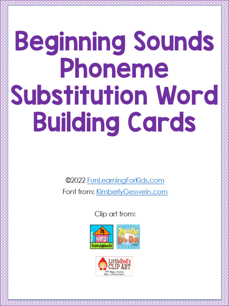 Initial Sounds Phoneme Substitution Cards | PDF | Computer Mediated ...