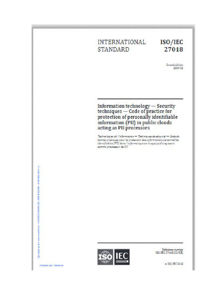 Norma ISO IEC 27018 | PDF