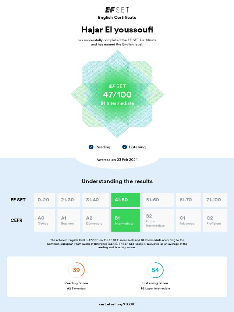 EF SET Certificate | PDF