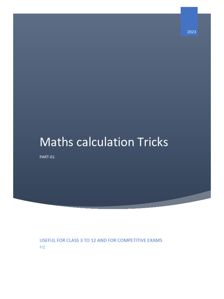 Multiplication Tricks Pdf