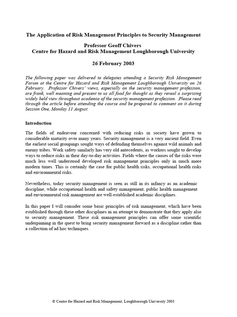 Risk Management in Security | PDF | Risk | Risk Assessment