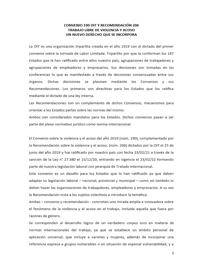 Encuentro Fofetra - Convenio 190 Oit | PDF | La violencia contra las mujeres | Derecho laboral