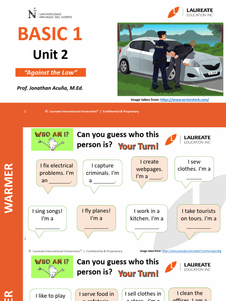 Basic 1 - Unit 2 - Against The Law PPT - STUDENT VERSION | PDF