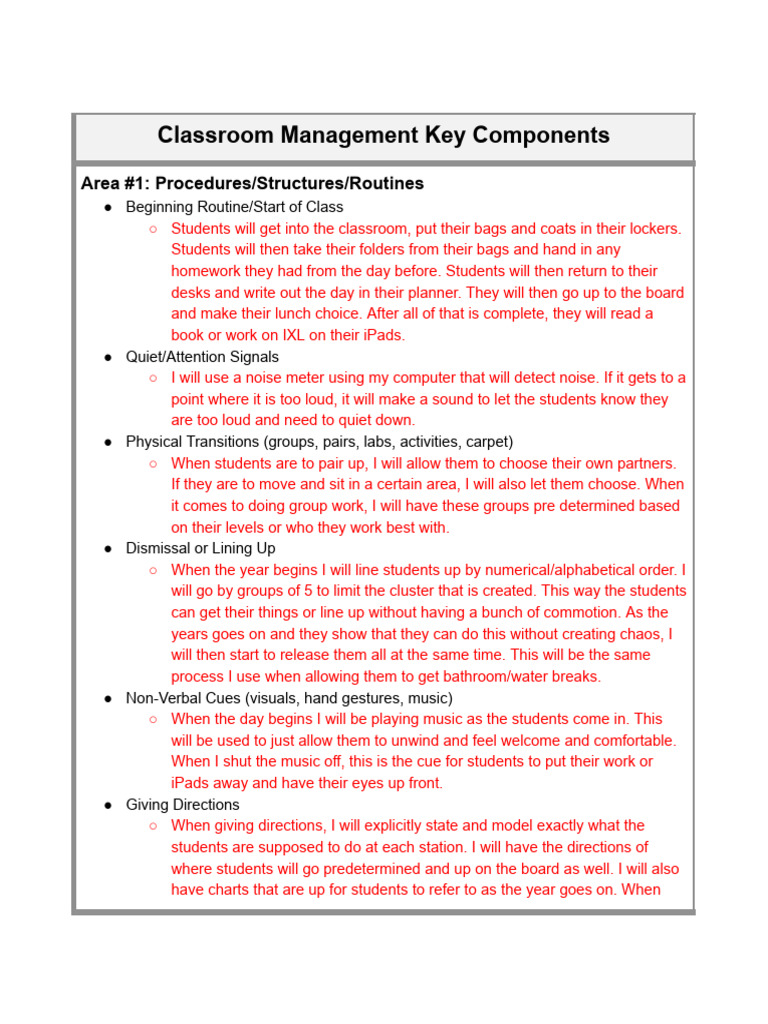 Chris Mohr - Classroom Management Key Components | PDF | Teachers ...