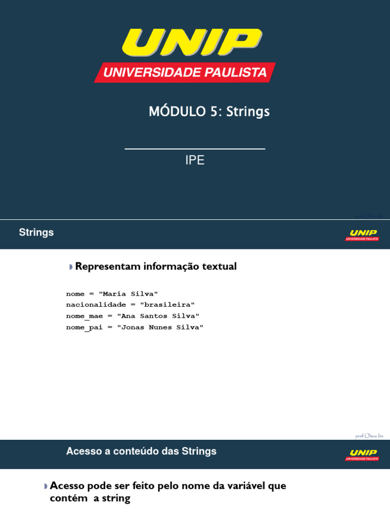 IPE Módulo 5a Strings | PDF | String (Ciência da Computação) | Informática