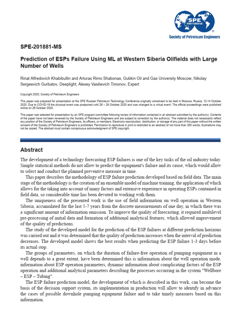 201881-ms 240223 211726 | PDF | Reliability Engineering | Machine Learning