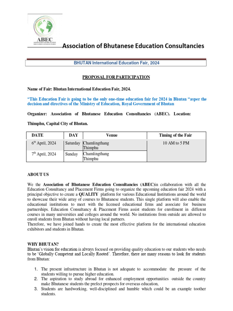 India & Bangladesh Edu Fair Proposal 2024. | PDF