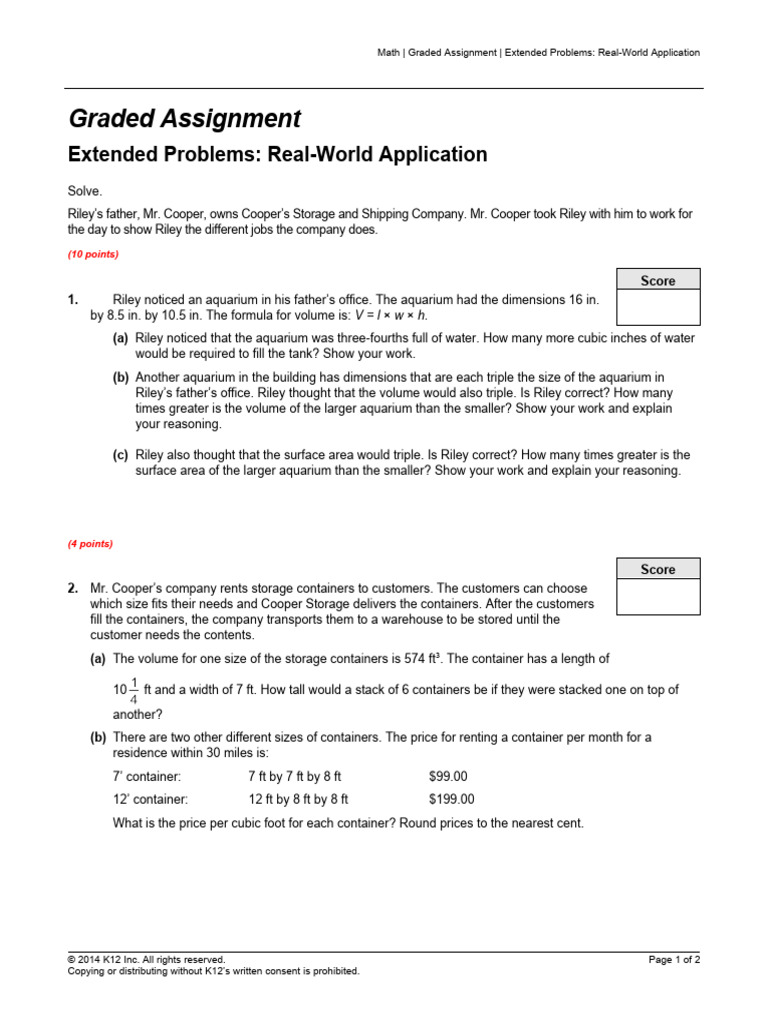 Real-World Math Problems for Students | PDF | Volume | Area