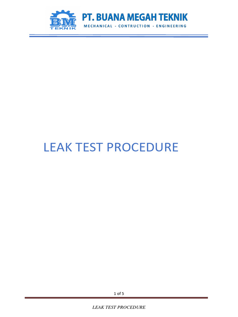 Leak Test Procedure Editt + | PDF | Leak | Occupational Safety And Health