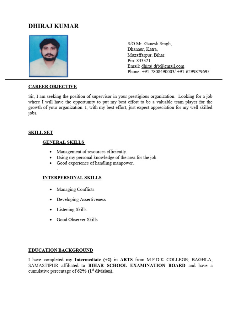 Dhiraj Kumar Resume | PDF