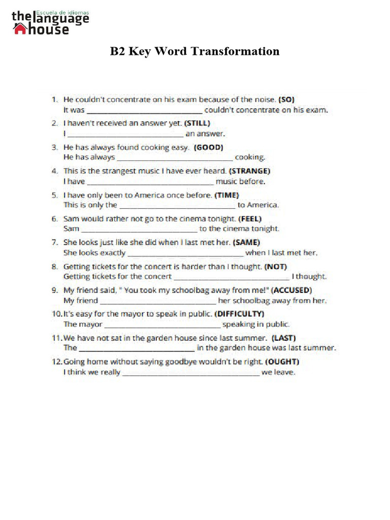 B2 Key Word Transformation B2 Inicio | PDF