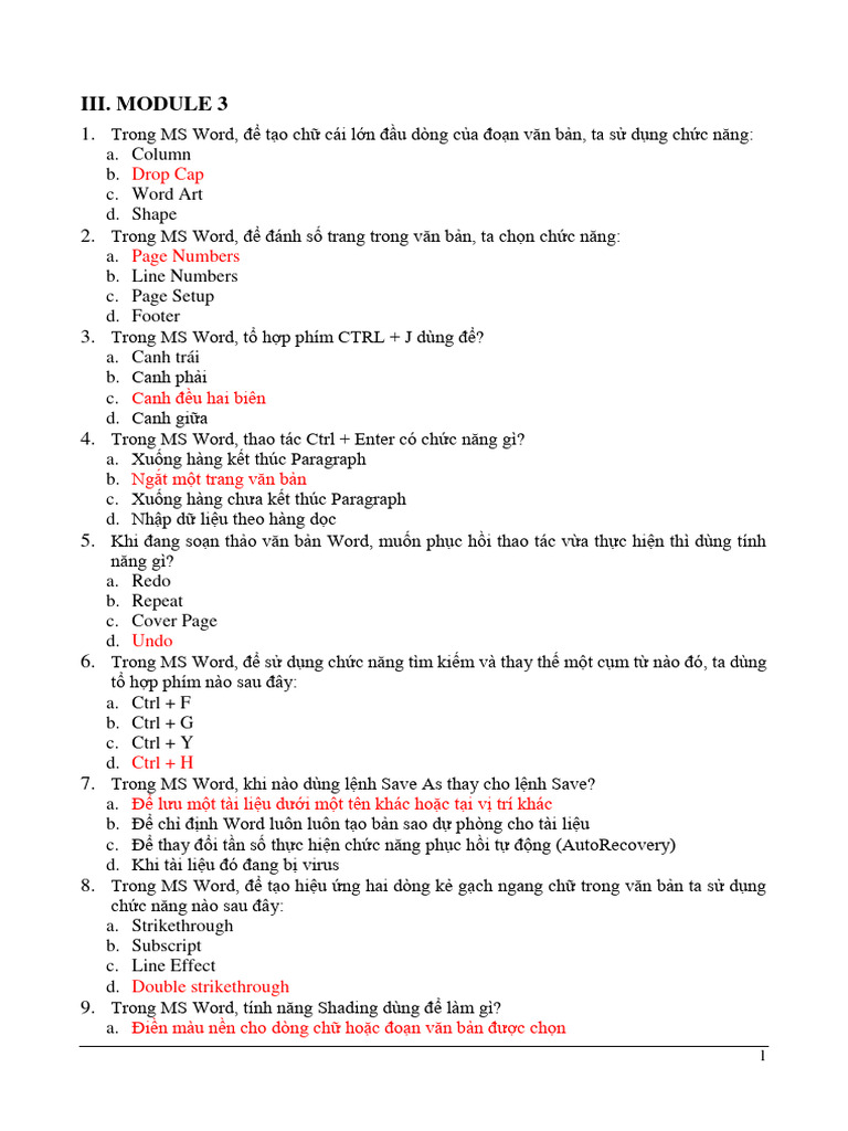 Module 3-4 - Dap an | PDF